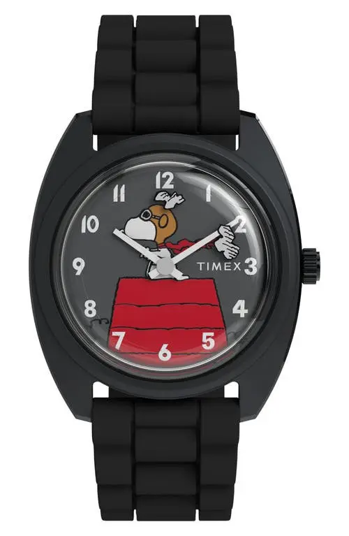 Timex® X Peanuts® Snoopy Reissue Strap Watch - Black