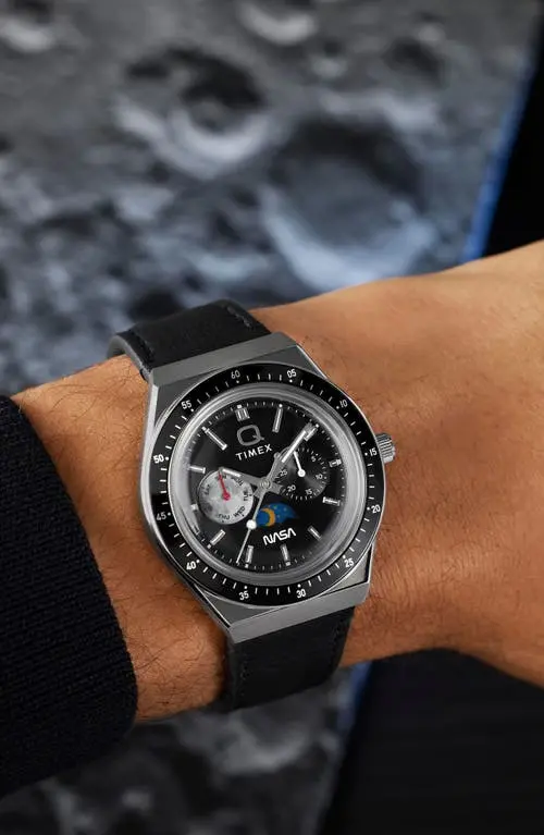 Timex® Timex Nasa "blue Marble" Multifunction Leather Strap Watch