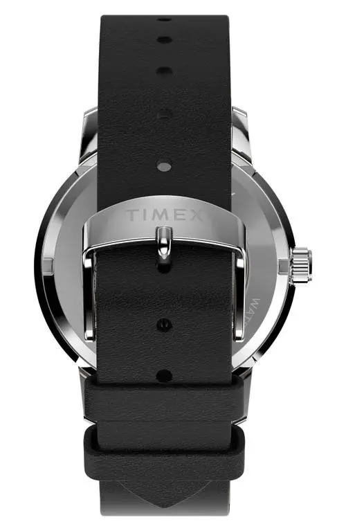 Timex® X Peanuts® Marlin® Automatic 40mm Leather Strap Watch - Silver-tone