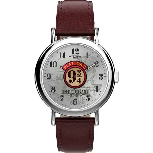 Timex® Timex Harry Potter X Platform 9 3/4 37mm Leather Strap Watch - White/silverone