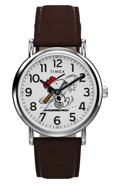 Timex® Timex X Peanuts Baseball Watch - Brown/silverone