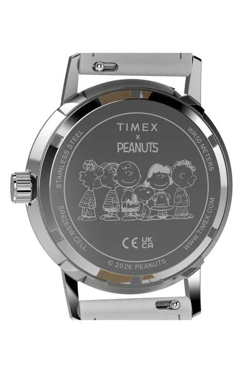Timex® X Peanuts® Marlin® 38mm Leather Strap Watch
