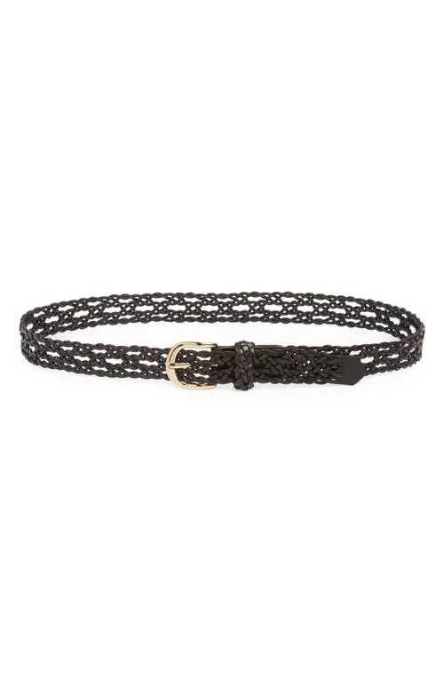 Madewell Open Weave Wide Leather Belt - Coffee Bean