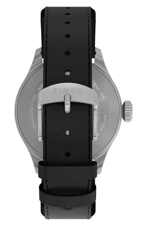 Timex® Timex Waterbury Ace 41mm Leather Strap Watch