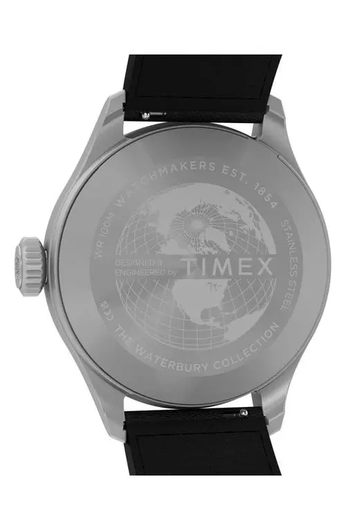 Timex® Timex Waterbury Ace 41mm Leather Strap Watch