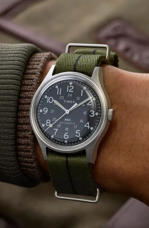 Timex® Mk1 Automatic Stainless Steel Watch With Webbing Strap