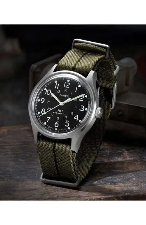 Timex® Mk1 Automatic Stainless Steel Watch With Webbing Strap