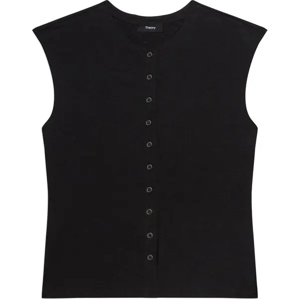 Theory Organic Cotton Button-up Vest - Black