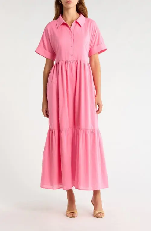 SUGARLIPS Tiered Maxi Shirtdress
