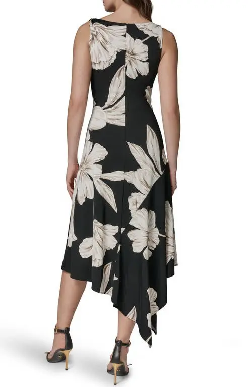 Donna Karan New York Floral Asymmetrical Midi Dress