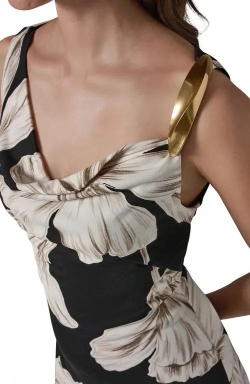 Donna Karan New York Floral Asymmetrical Midi Dress