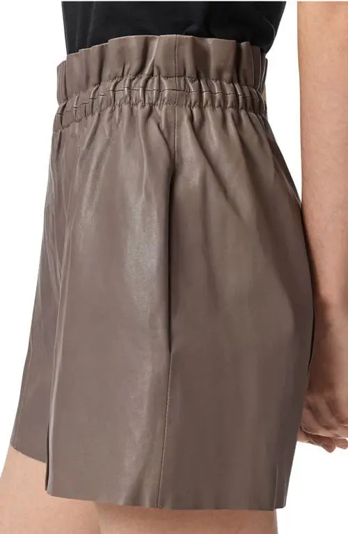 ALLSAINTS Fran Leather Shorts - Mole Brown