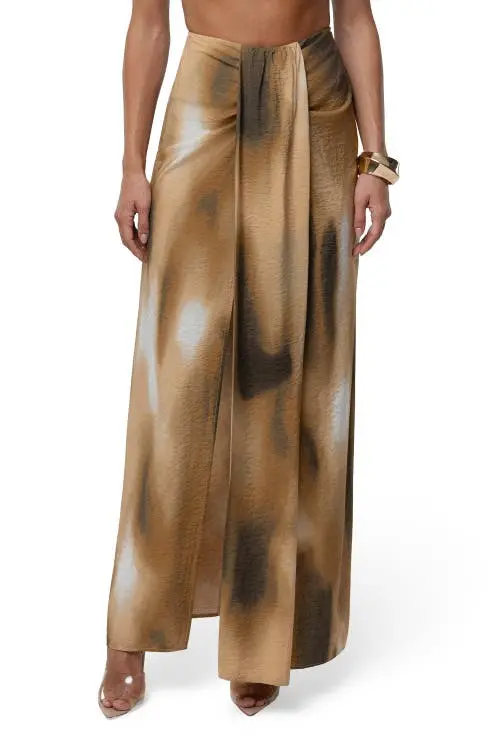 JLUXLABEL Flowing Elegance Maxi Skirt With Side Slit - Brown