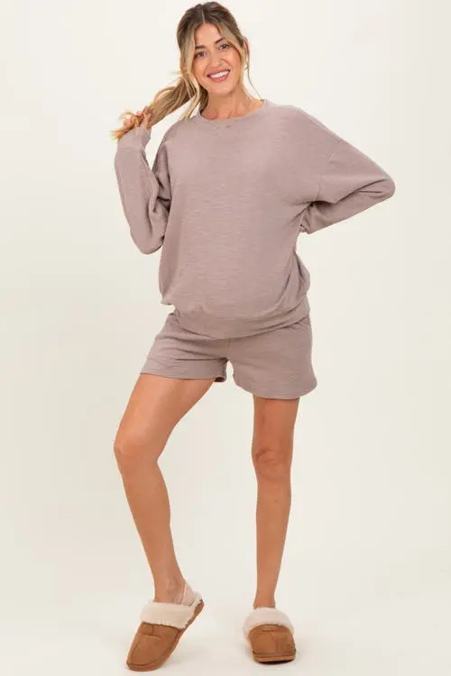 PINKBLUSH Pullover & Shorts Set - Mocha