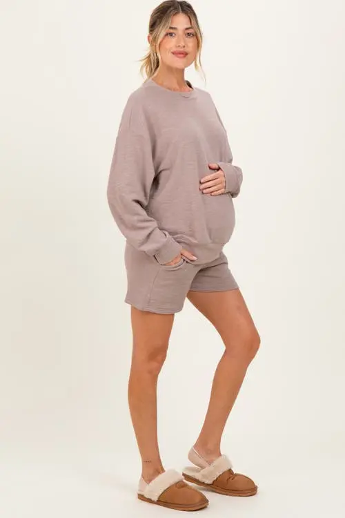 PINKBLUSH Pullover & Shorts Set - Mocha