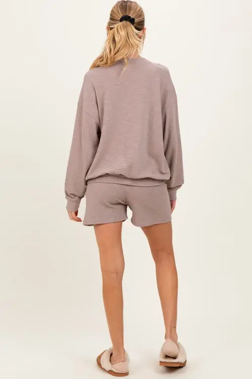 PINKBLUSH Pullover & Shorts Set - Mocha