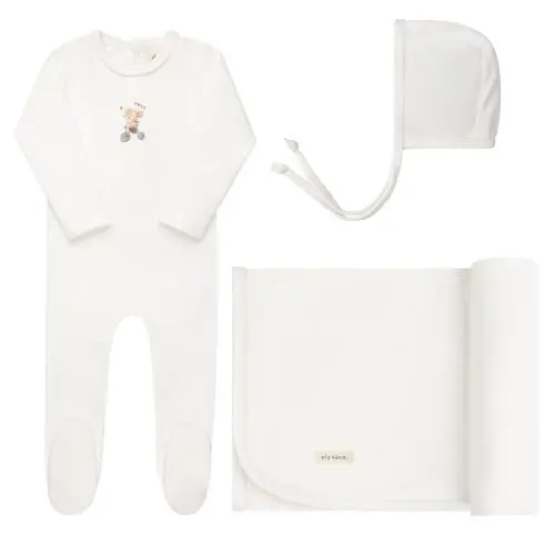 ELY'S & CO. Playful Mouse Collection Layette Set - Ivory/blue