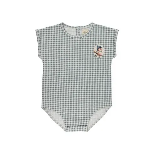 ELY'S & CO. Gingham Owl Collection Romper - Blue