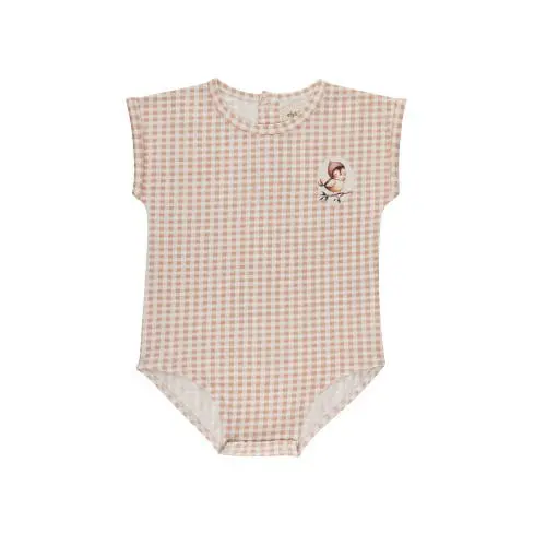 ELY'S & CO. Gingham Owl Collection Romper - Blush