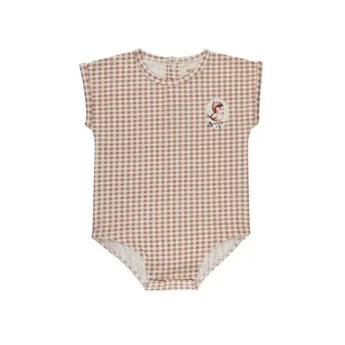 ELY'S & CO. Gingham Owl Collection Romper - Mauve