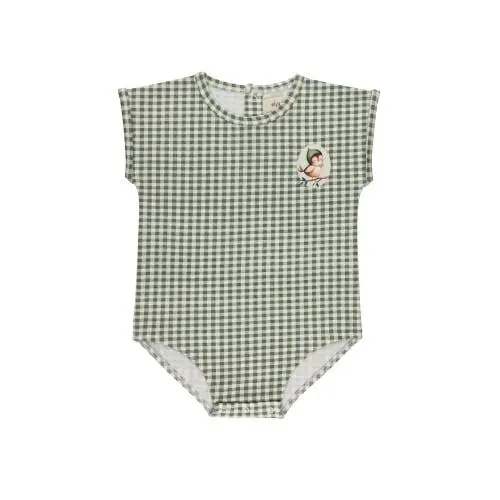 ELY'S & CO. Gingham Owl Collection Romper - Sage