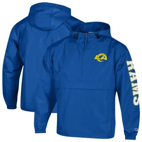 Champion Los Angeles Rams Packable Hooded Windbreaker Jacket - Royal