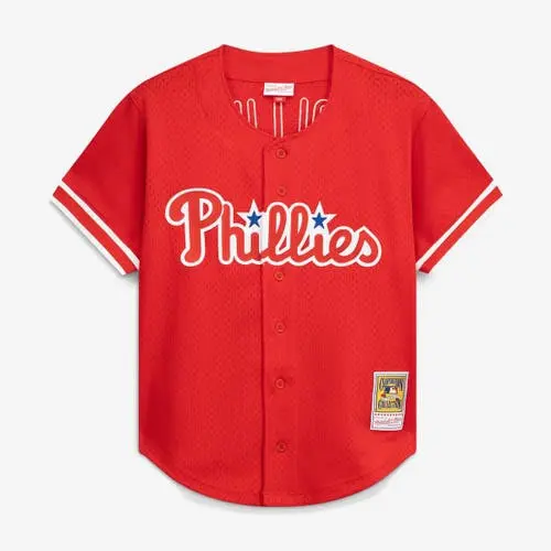 Mitchell & Ness Jimmy Rollins Philadelphia Phillies Cooperstown Mesh Batting Practice Button-up Jersey