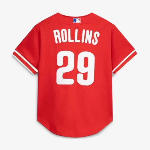 Mitchell & Ness Jimmy Rollins Philadelphia Phillies Cooperstown Mesh Batting Practice Button-up Jersey