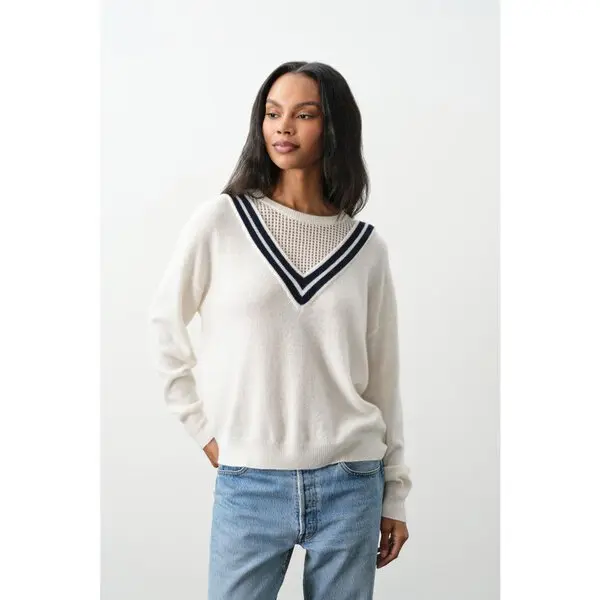 Naked Cashmere Diana Modern Tennis Sweater - Ecru/club Navy