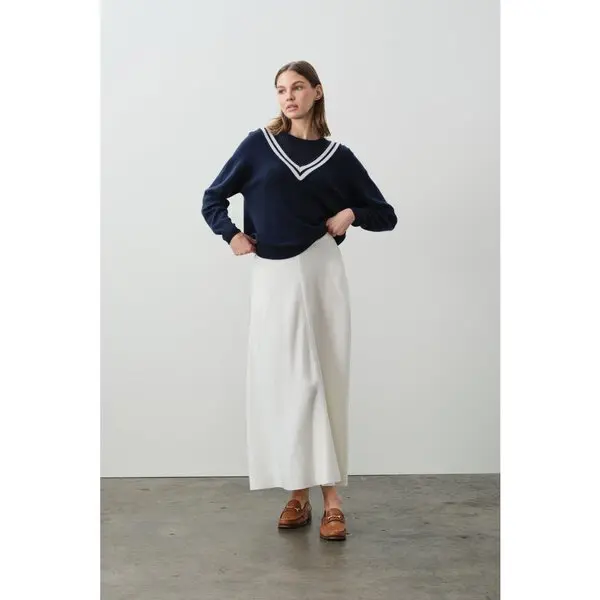 Naked Cashmere Diana Modern Tennis Sweater - Navy/ecru