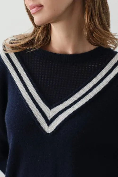 Naked Cashmere Diana Tennis Sweater - Navy/ecru