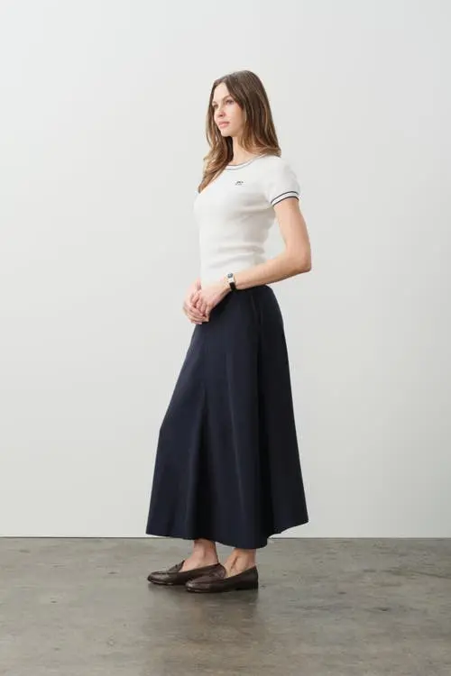 Naked Cashmere Victoria Cotton Cashmere Baby Tee - Ecru/navy