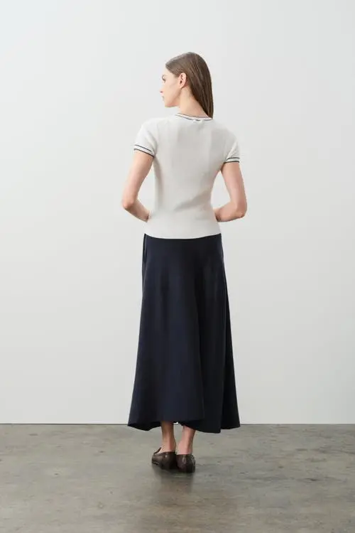 Naked Cashmere Victoria Cotton Cashmere Baby Tee - Ecru/navy
