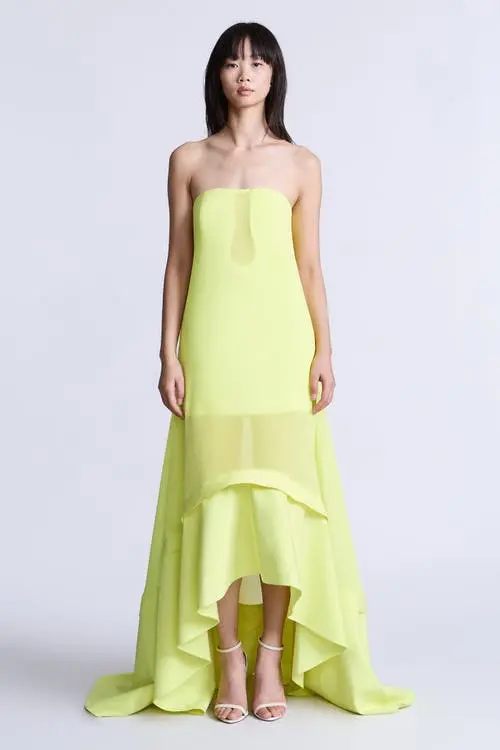 Bcbgmaxazria Farrah Gown Strapless Chiffon Floor-length Gown