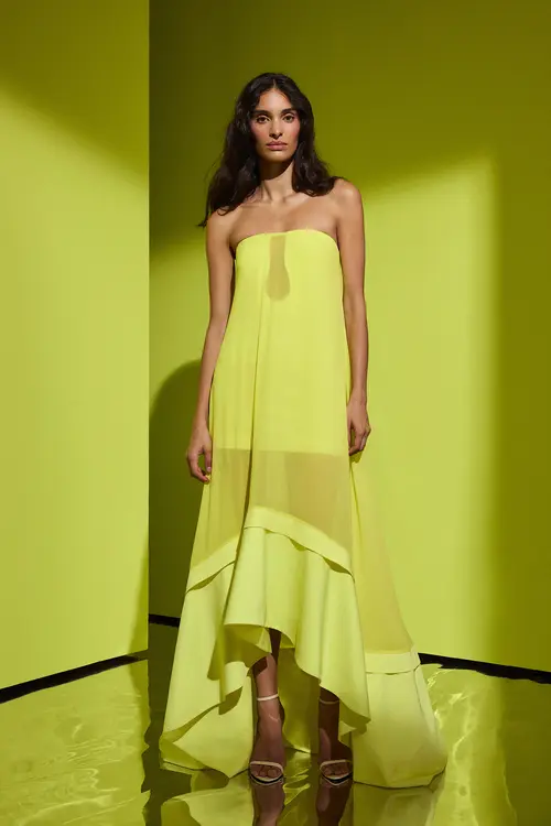 Bcbgmaxazria Farrah Gown Strapless Chiffon Floor-length Gown