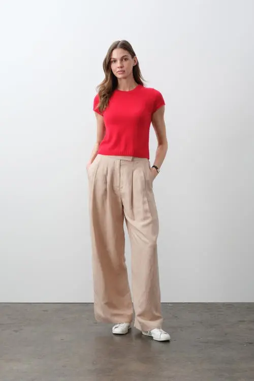 Naked Cashmere Donna Cap Sleeve Crew - Poppy/honey