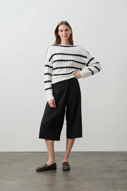 Naked Cashmere Paula Stripped Boatneck Sweater - Tennis White/club Blue