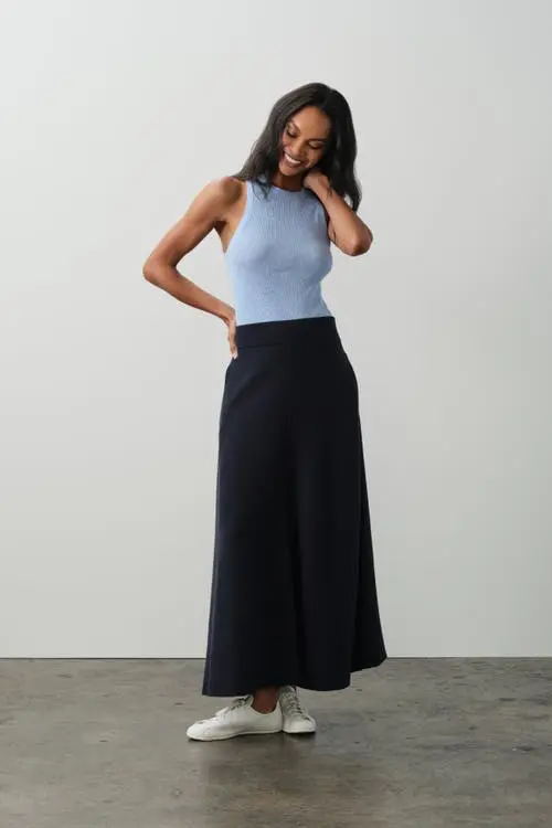 Naked Cashmere Cotton-cashmere Maxi Skirt - Navy
