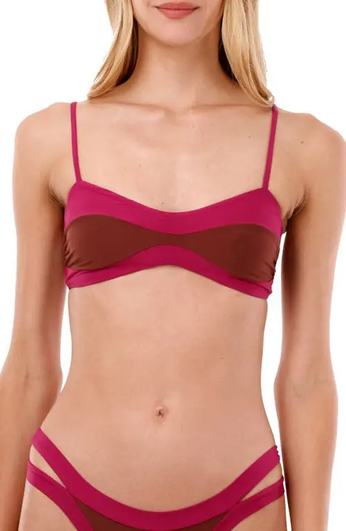 MALAI Halo Colorblock Bikini Top - Raspberry Color Blend