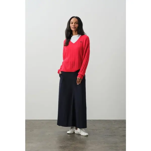 Naked Cashmere Elina Cashmere Cableknit V-neck - Poppy