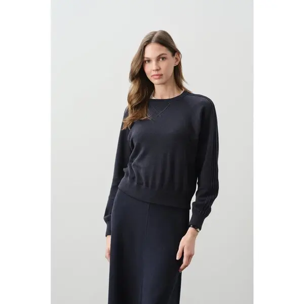 Naked Cashmere Katie Cotton Cashmere Crewneck - Navy