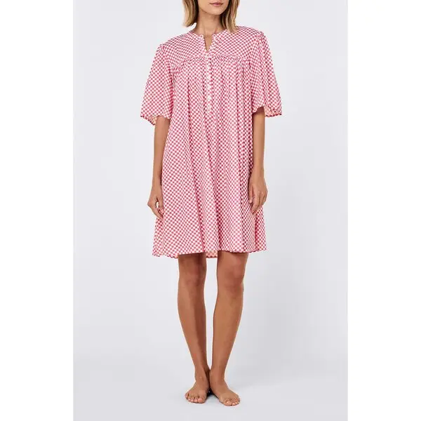 PAPINELLE Anais Gathered Nightie Nightgown - Raspberry