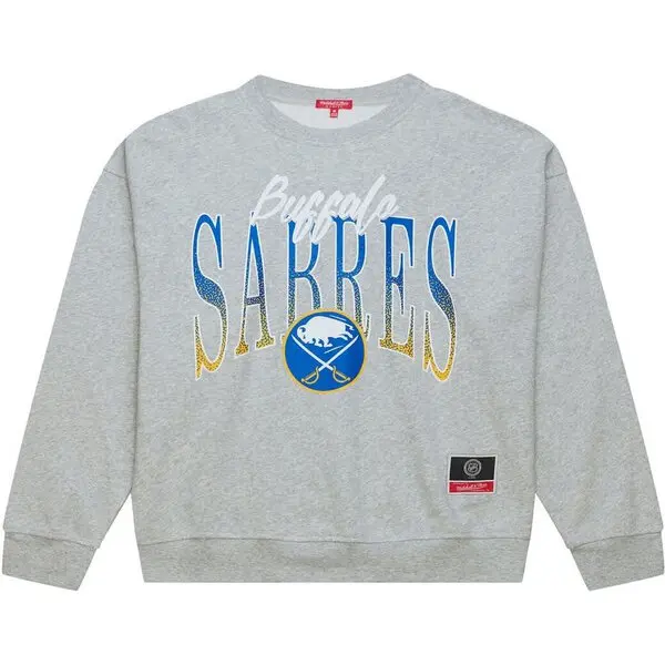 Mitchell & Ness Buffalo Sabres Hockey Night Crew Neck Sweatshirt - Heather Gray