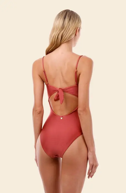 MALAI Wavelet Twist Front Cutout One-piece Swimsuit - Fabed Rose