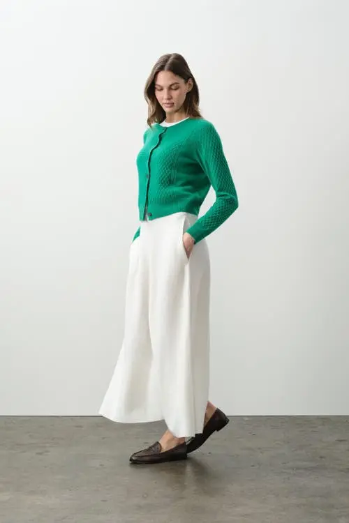Naked Cashmere Beatrice Cashmere Cableknit Cardigan - Turf