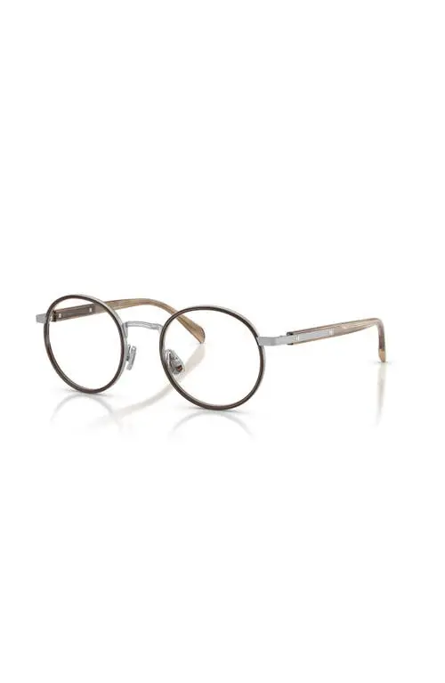 Brunello Cucinelli Round Titanium Full Rim Eyeglasses - Silver