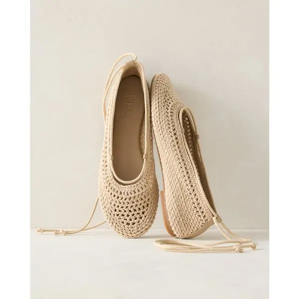HAVEN WELL WITHIN Crochet Ballet Flats - Willow Bark