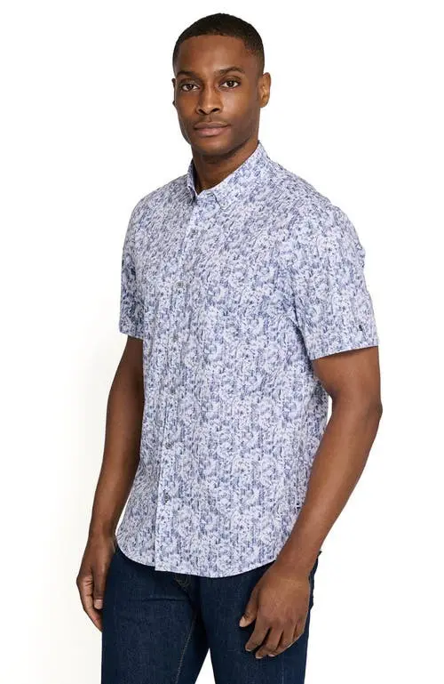 BROOKLYN BRIGADE Sketched Foliage Short Sleeve Button Down Performance Shirt