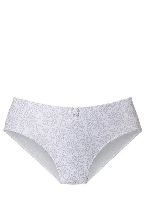 LASCANA Floral Bikini Brief - White & Taupe