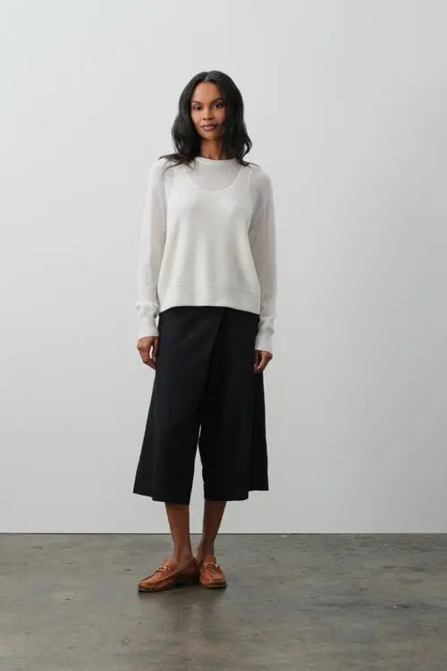 Naked Cashmere Rafaela Trompe L'oeil Cashmere Crewneck - Ecru